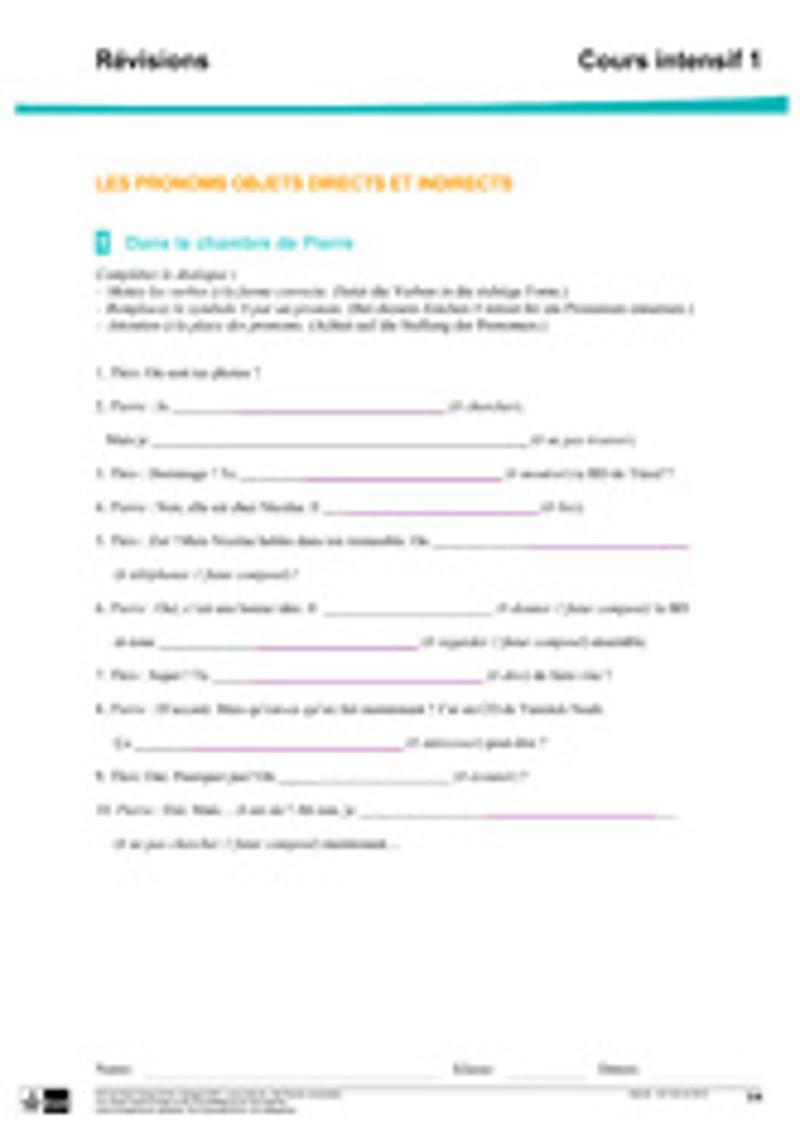 Ernst Klett Verlag - Les pronoms objets Produktdetails